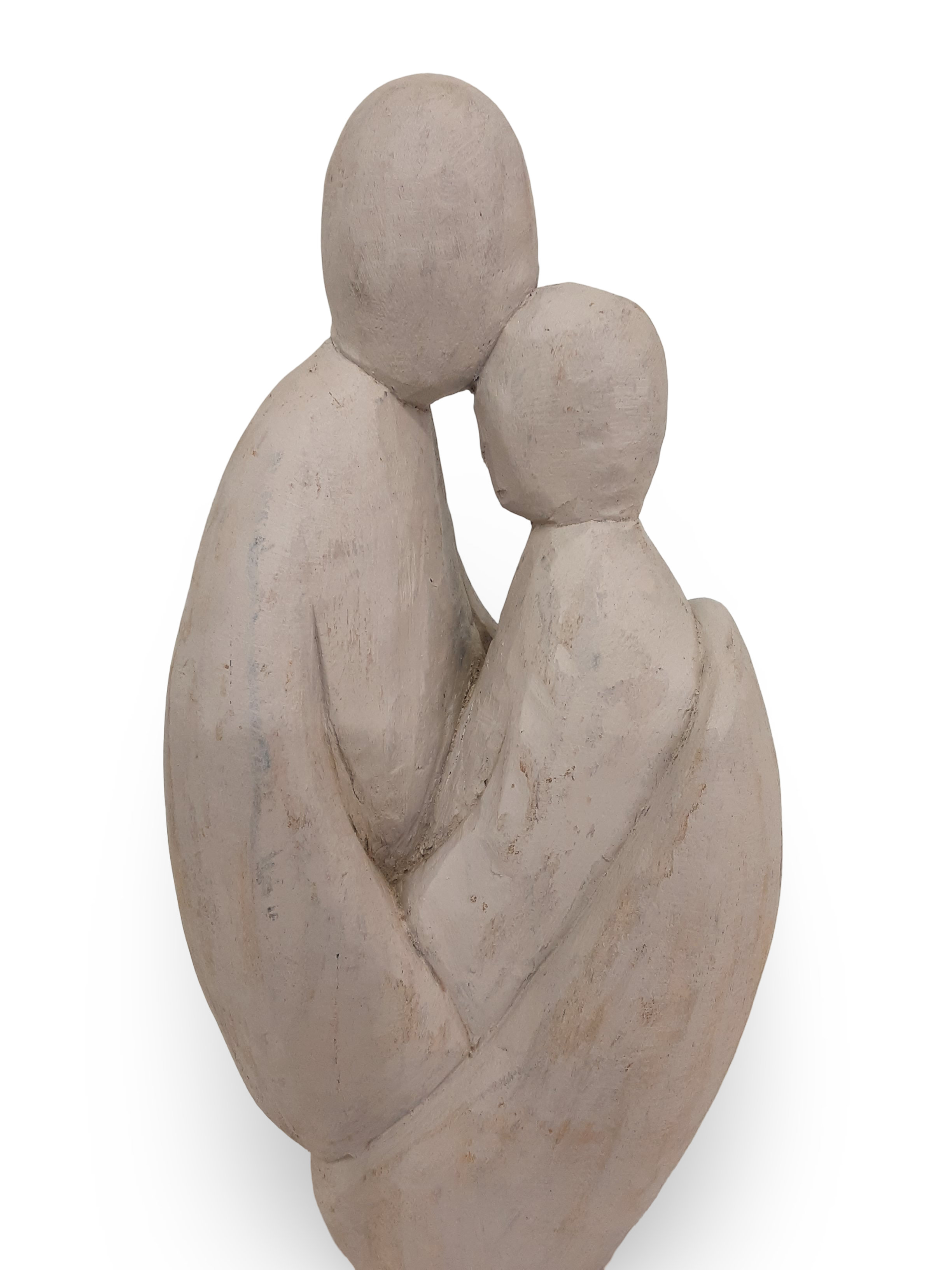 17 Stories Mango Wood Parent and Child Sculpture - Hand-Carved Abstract ...