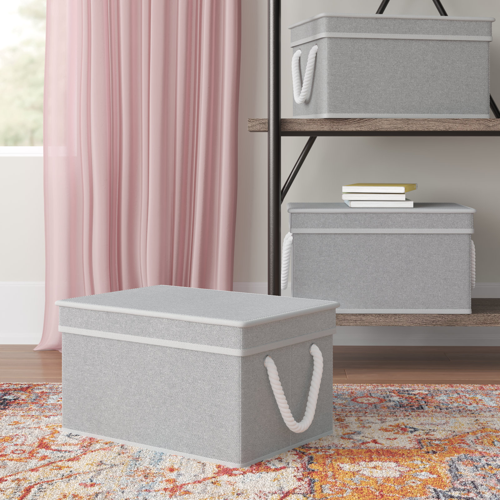 Three Posts™ Teen Fabric Storage Box Set with Lid & Reviews | Wayfair