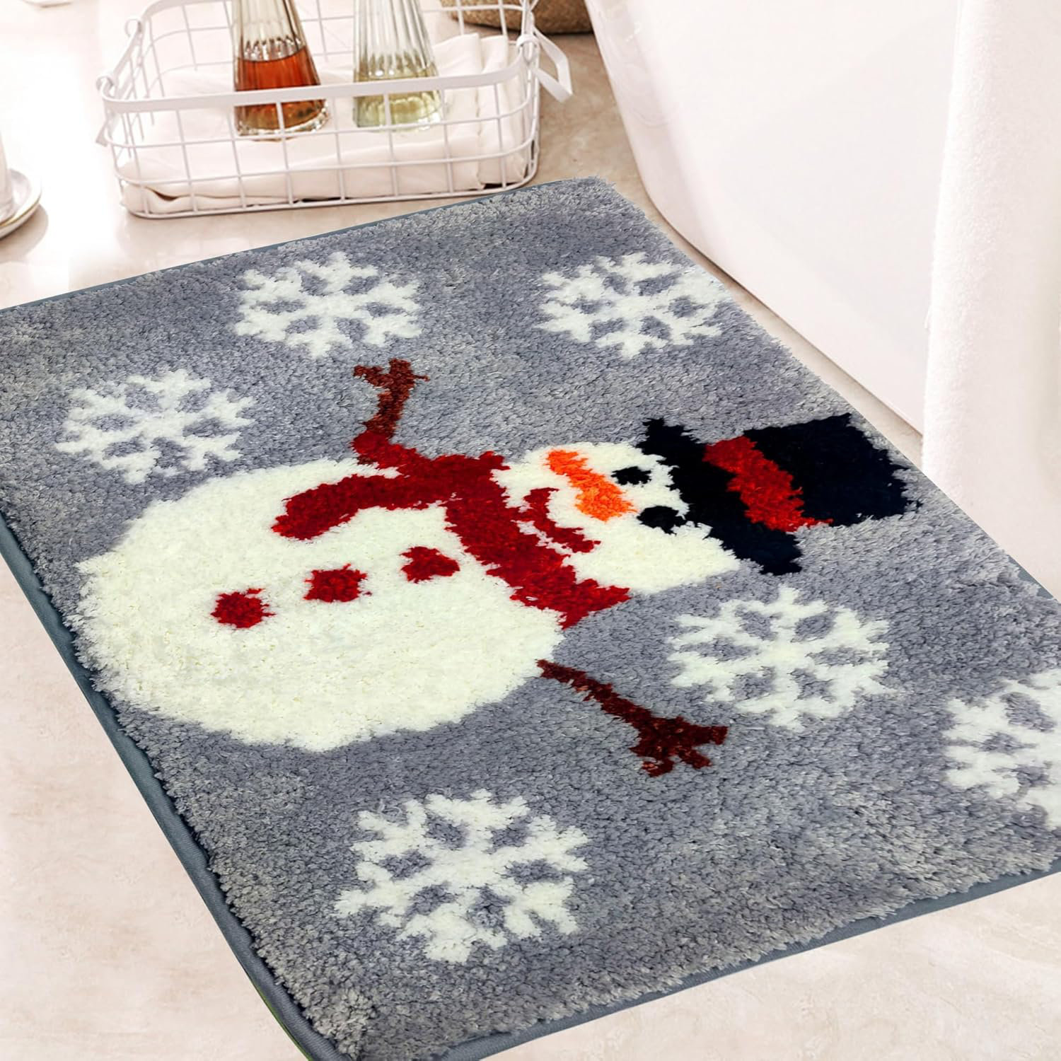 The Holiday Aisle® Snowman Bathroom Rugs, Snowman Christmas Bath Mat ...