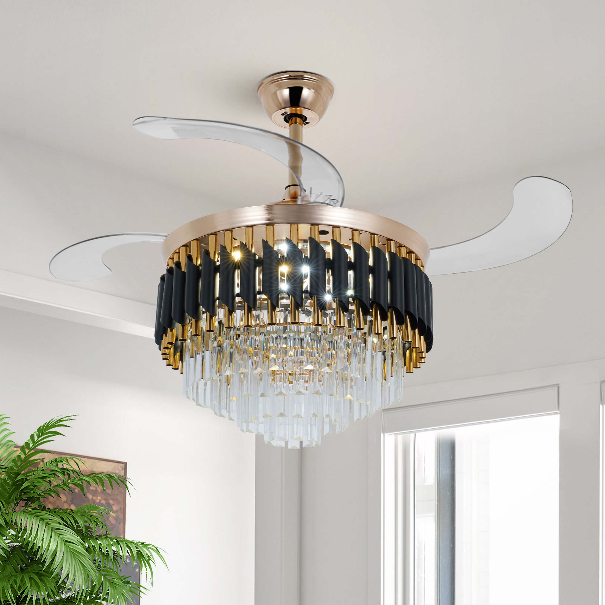 Mercer41 42" Imants 4 - Blade LED Smart Crystal Ceiling Fan with Remote ...