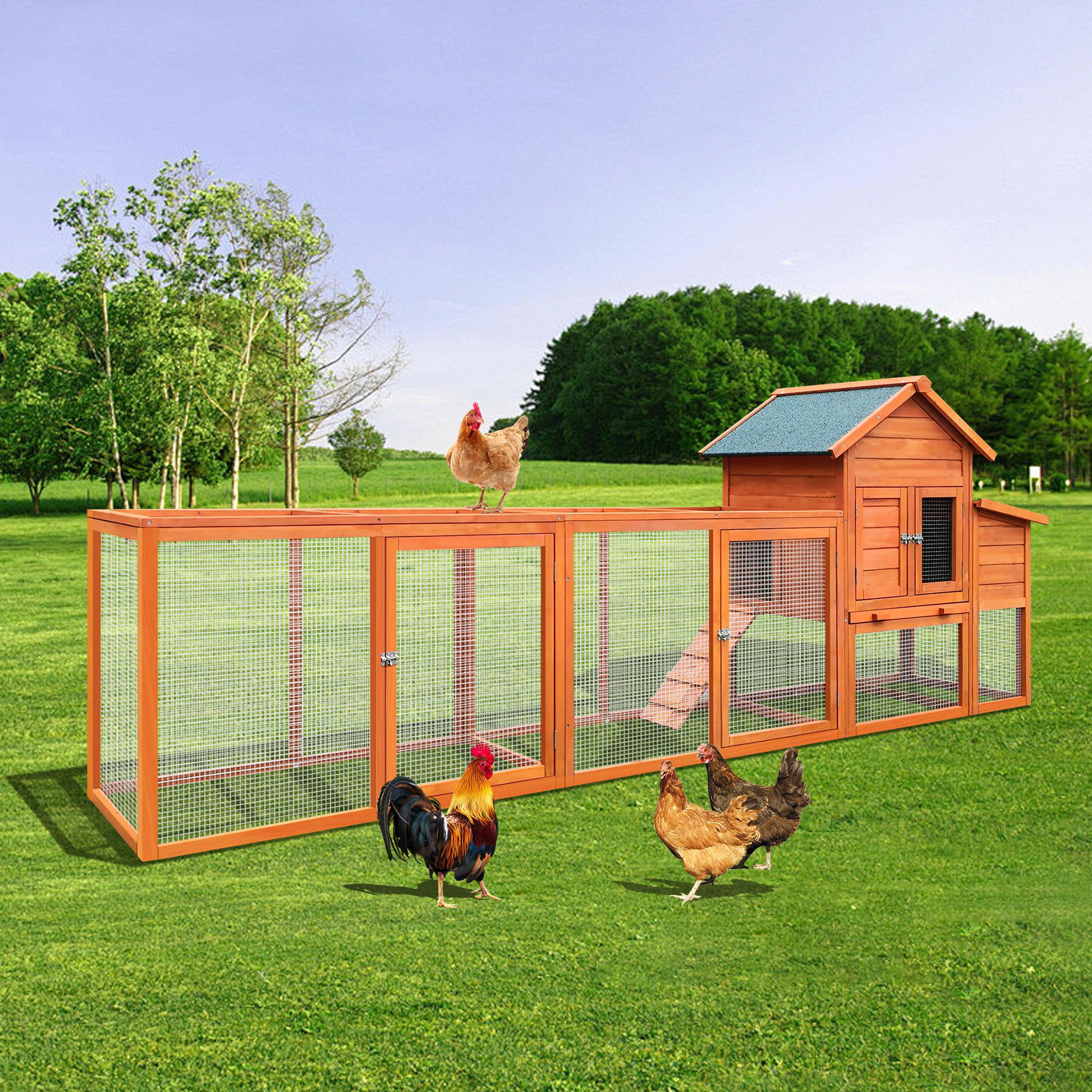 Archie & Oscar™ Wooden Chicken Coop Outdoor Hen House With Run ...