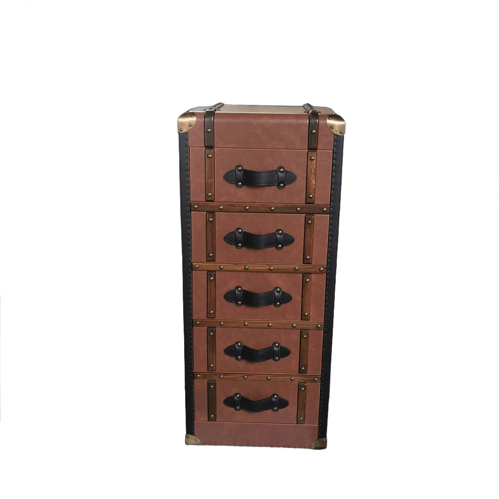 Industrial Style Sofa Leather Cover 5 Drawer Wooden Chest 26.77 ...