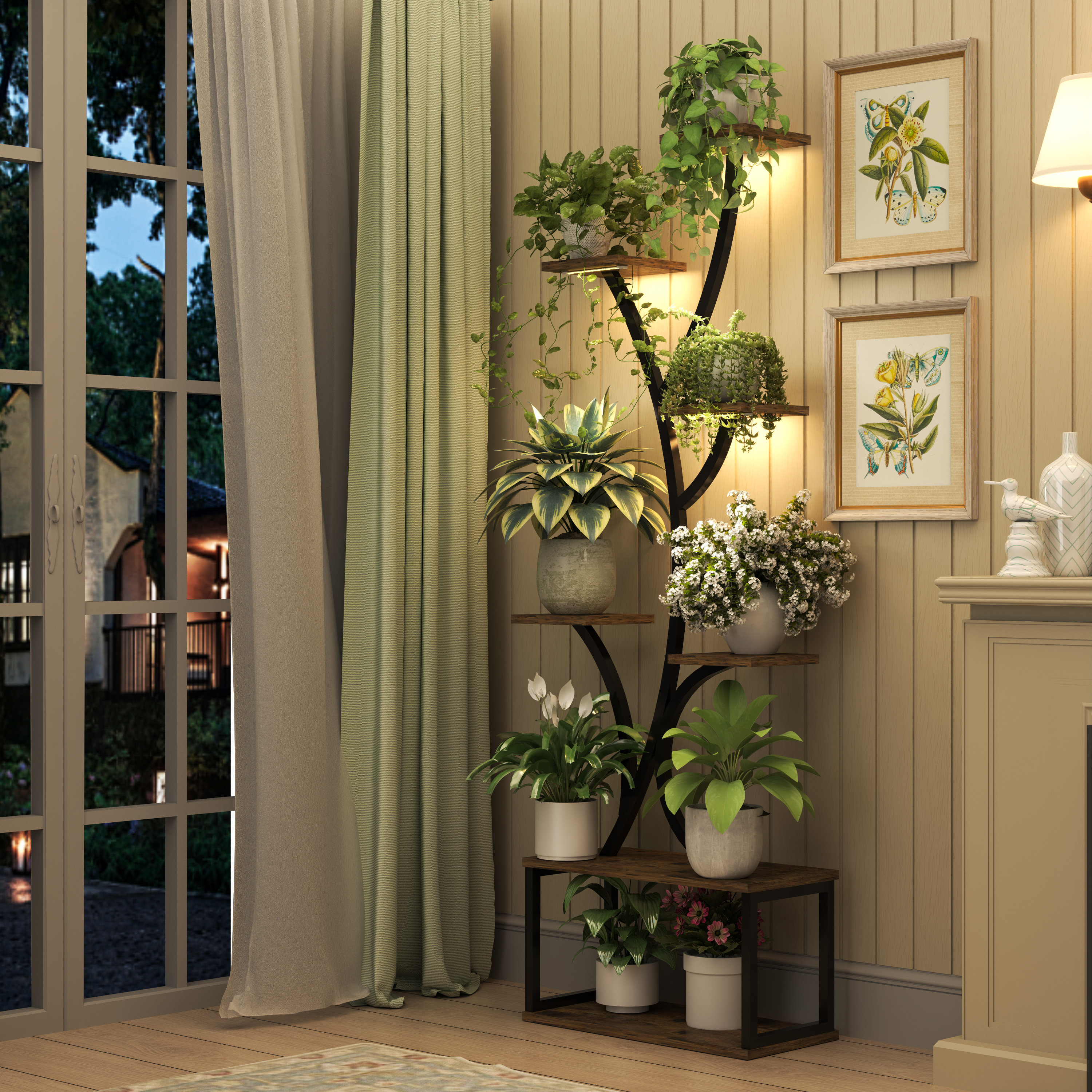 17 Stories 56" Metal Multi-tier Plant Stand With Adjustable Grow Light ...