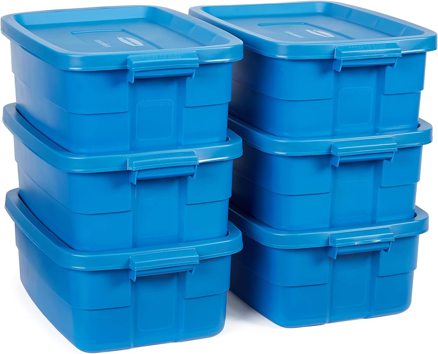 Rubbermaid Roughneck Storage Totes, 10 Gallon, 6 Pack, Heritage Blue ...