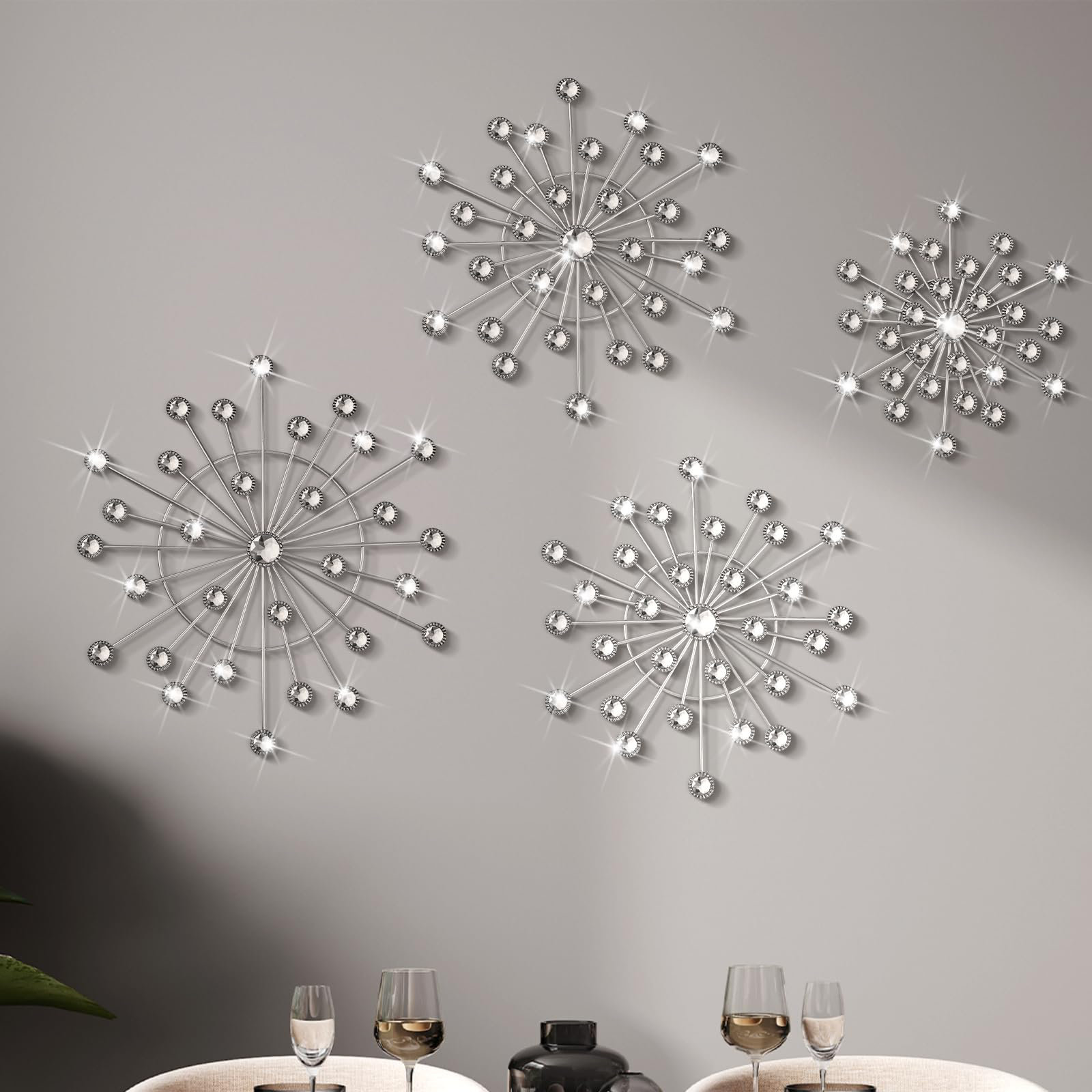 Mercer41 4 Pcs Metal Wall Art Bling Crystal Home Decor Cast Iron ...