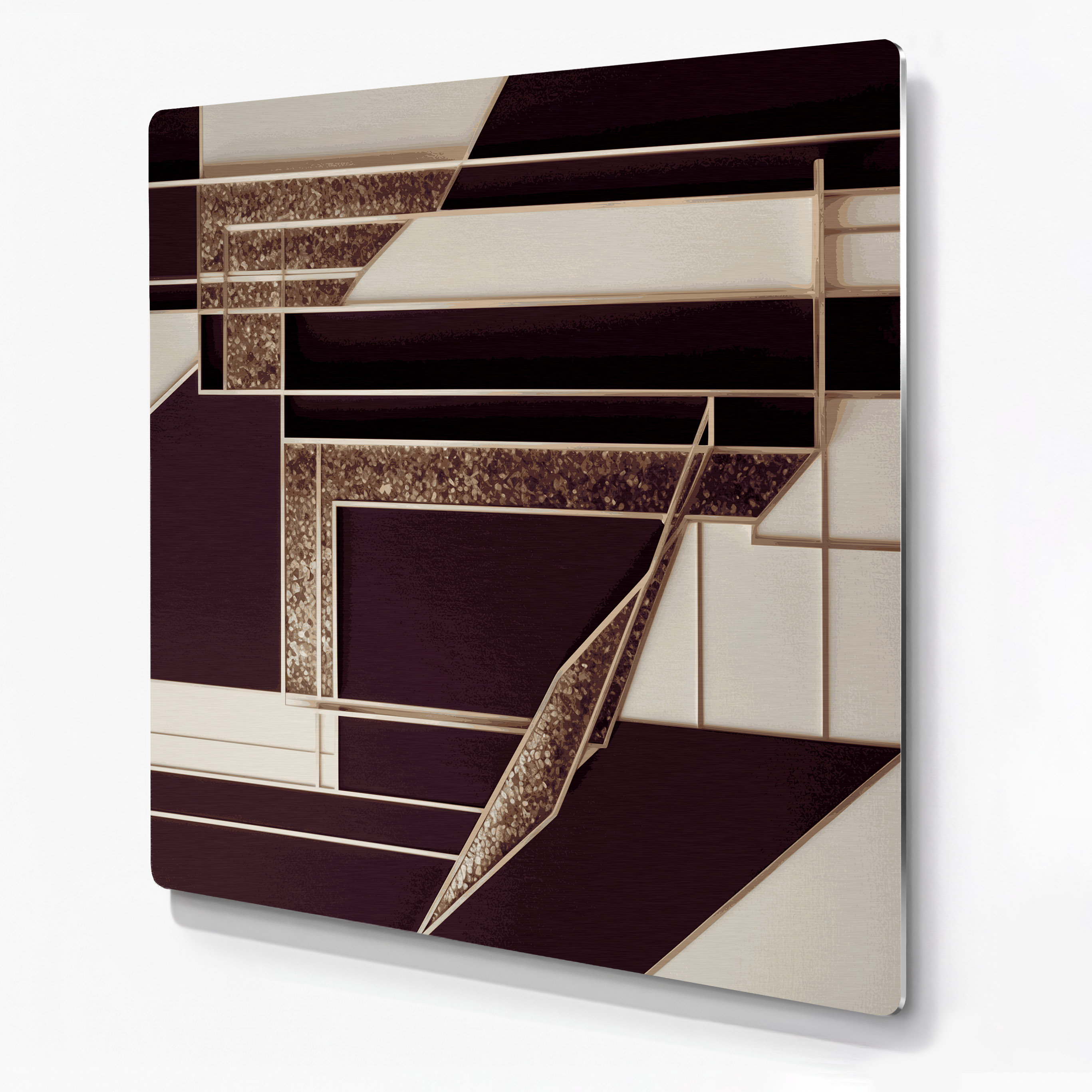 Orren Ellis Geometric Abstraction 93 Brown Metal Wall Art | Wayfair