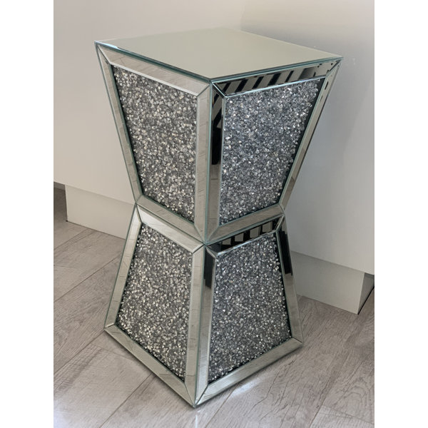 Mercer41 Tobin Pillar Crushed Diamond Crystal Side Table | Wayfair.co.uk