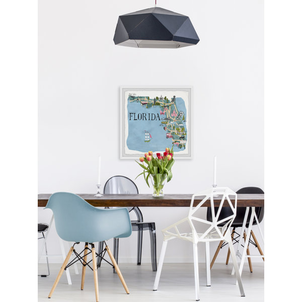 Trinx 'Illustrated Map Of Florida' Picture Frame Print on Paper ...