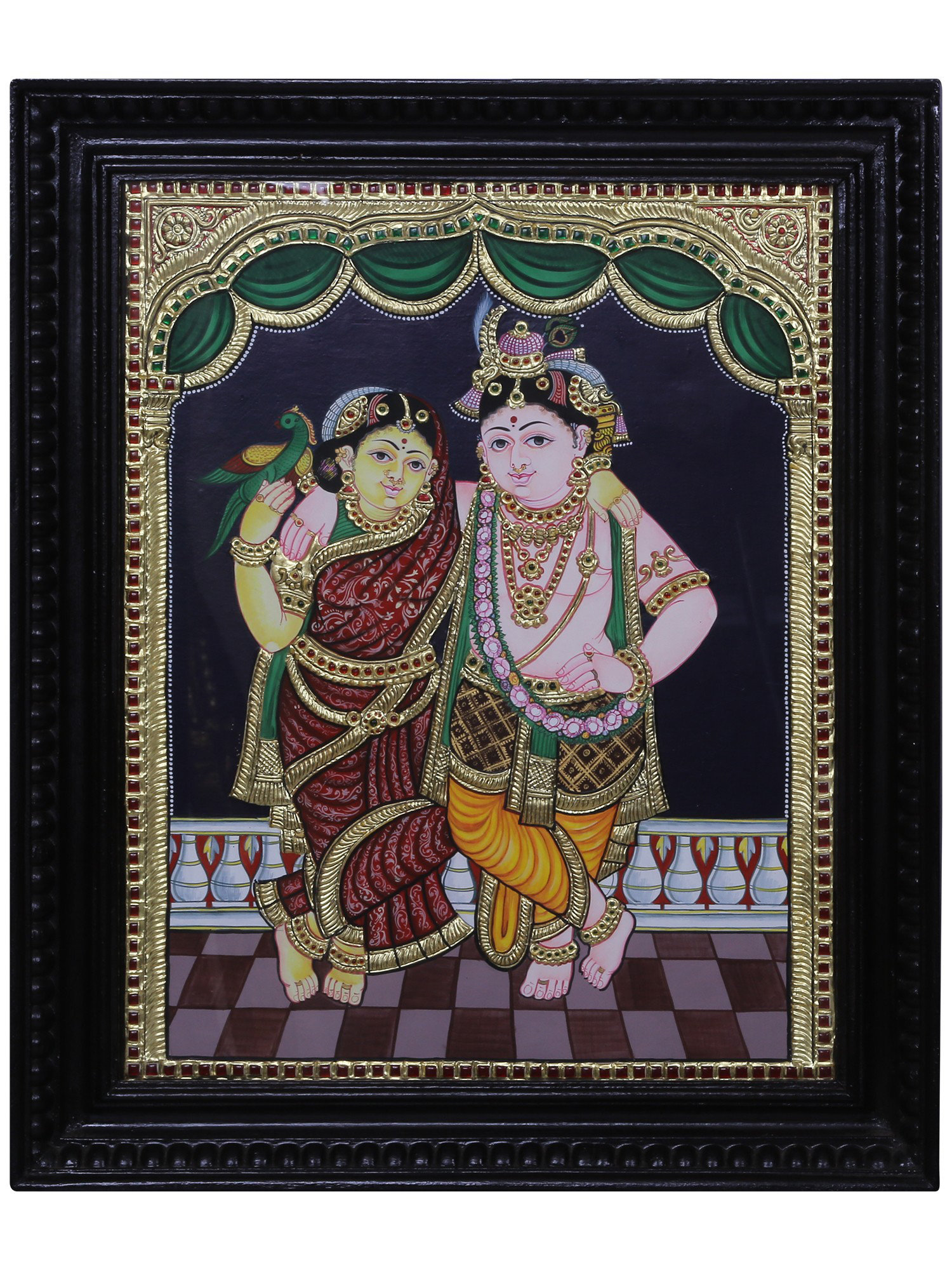 Exotic India Standing Lord Krishna & Rukmini Tanjore Painting ...