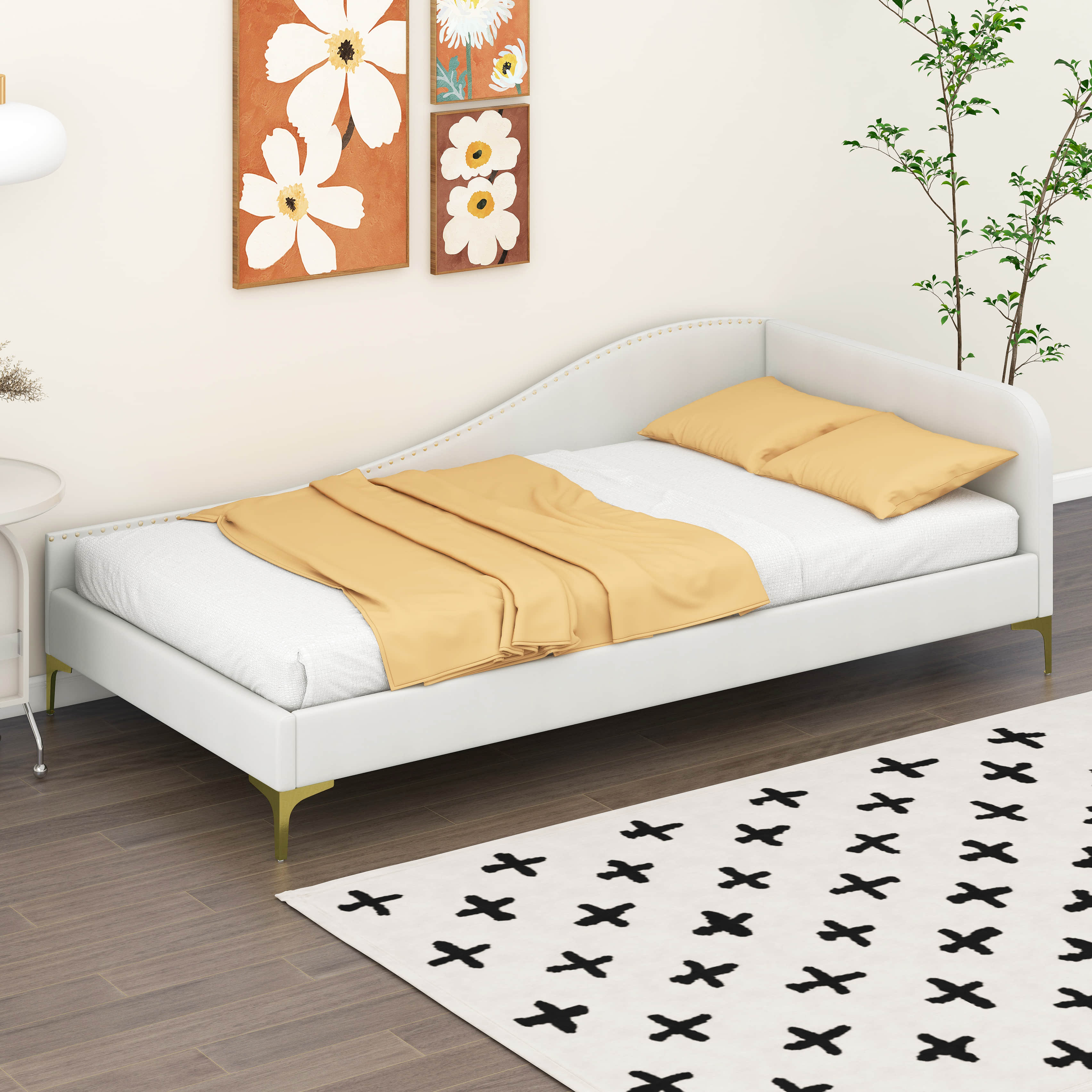 Mercer41 Xyla Upholstered Daybed with Headboard and Armrest - Wayfair ...