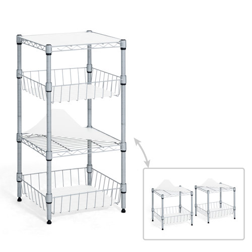 CAPHAUS NSF Adjustable 2 to 4 Tier Stackable Wire Shelving Unit w ...