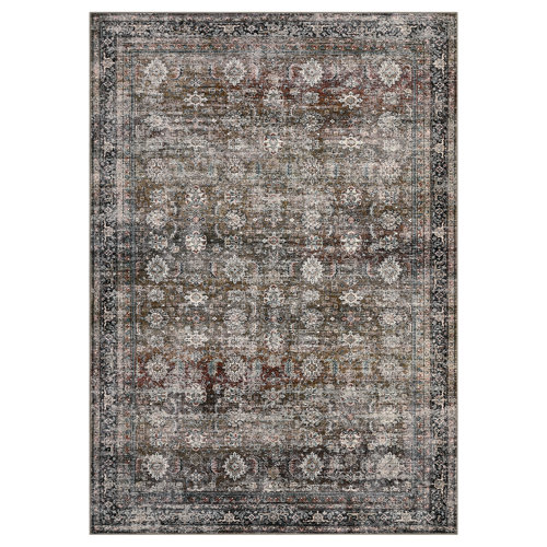 George Oliver Machine Washable Rug with Rubber Backing for Living Room ...