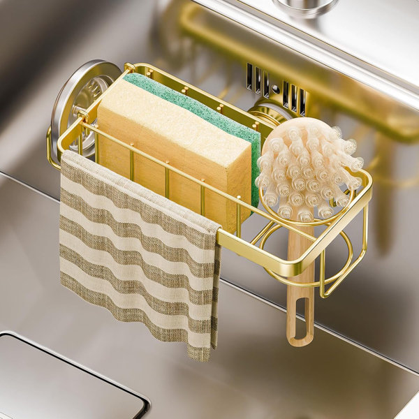 WKING 4-In-1 Rustproof Aluminum Sponge Holder For Kitchen Sink With ...