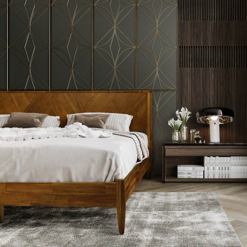 Union Rustic Kalleen Solid Wood Bed Frame with Artistic Patterned ...