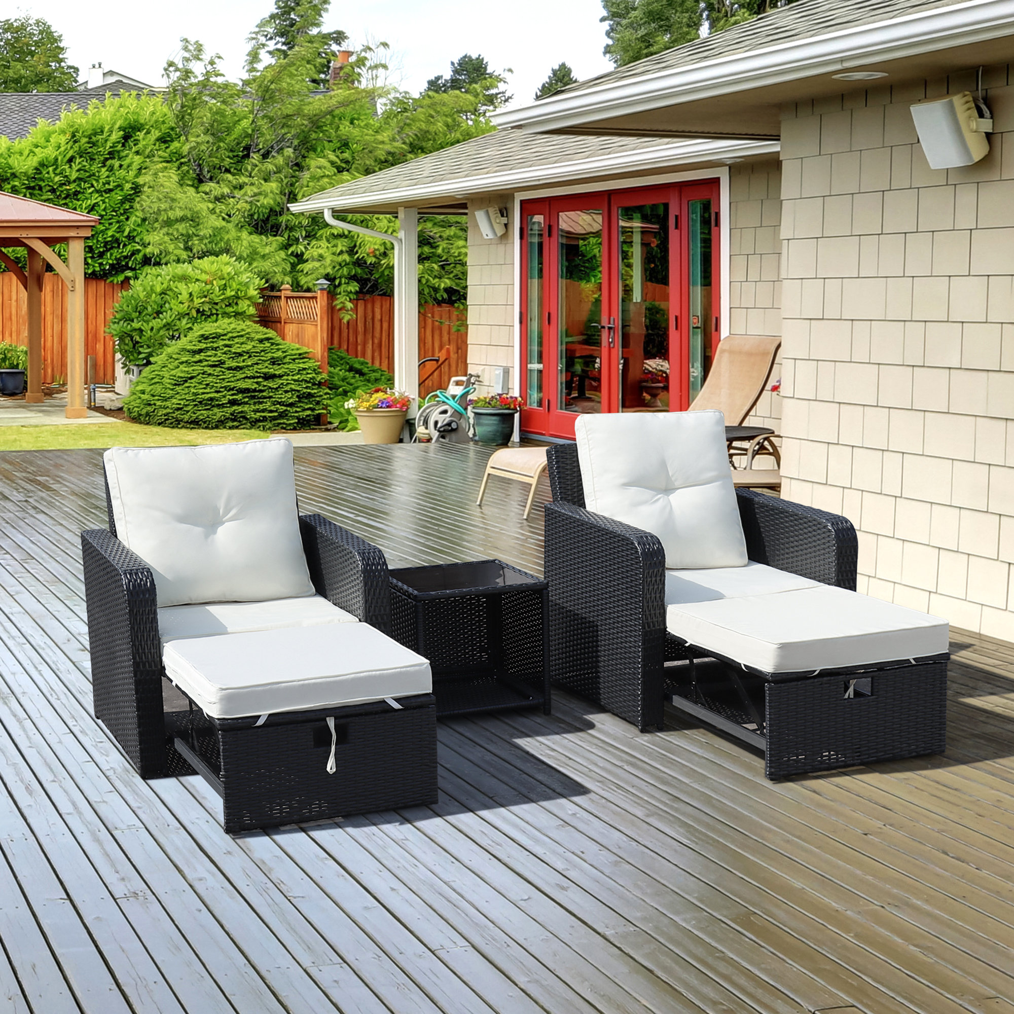 Red Barrel Studio® 3 in 1 Wicker Convertible 2 - Person Seating Group ...