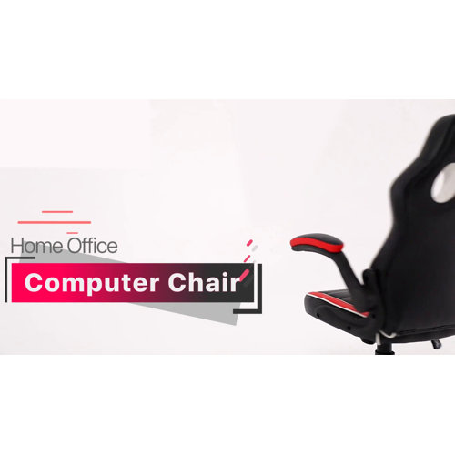 Inbox Zero Faux Leather Computer Gaming Racer Chair, Adjustable ...