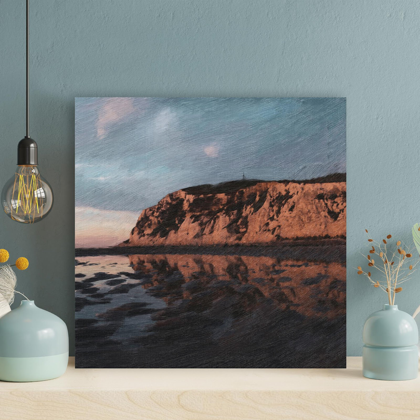 Highland Dunes Brown Cliff At A Beachj - 1 Piece Square Graphic Art ...