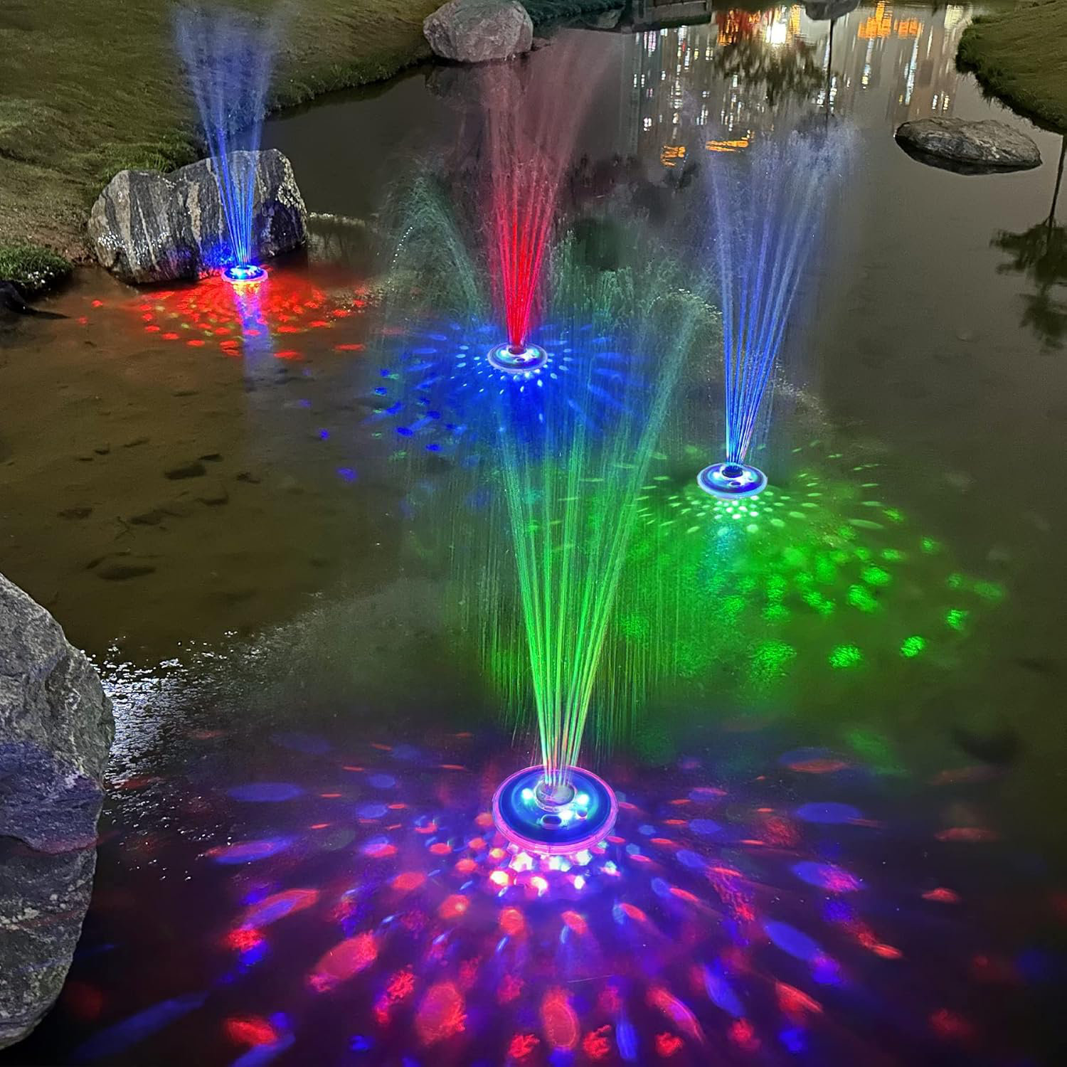 Fashion Finesse Floating Water Fountain With Underwater Lights ...