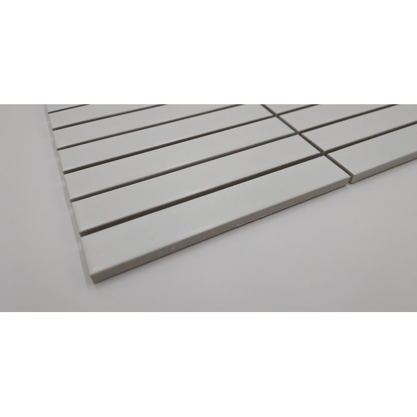 TheMosaicFactory 6" x 1" Straight Edge Porcelain Grid Mosaic Sheet Tile ...