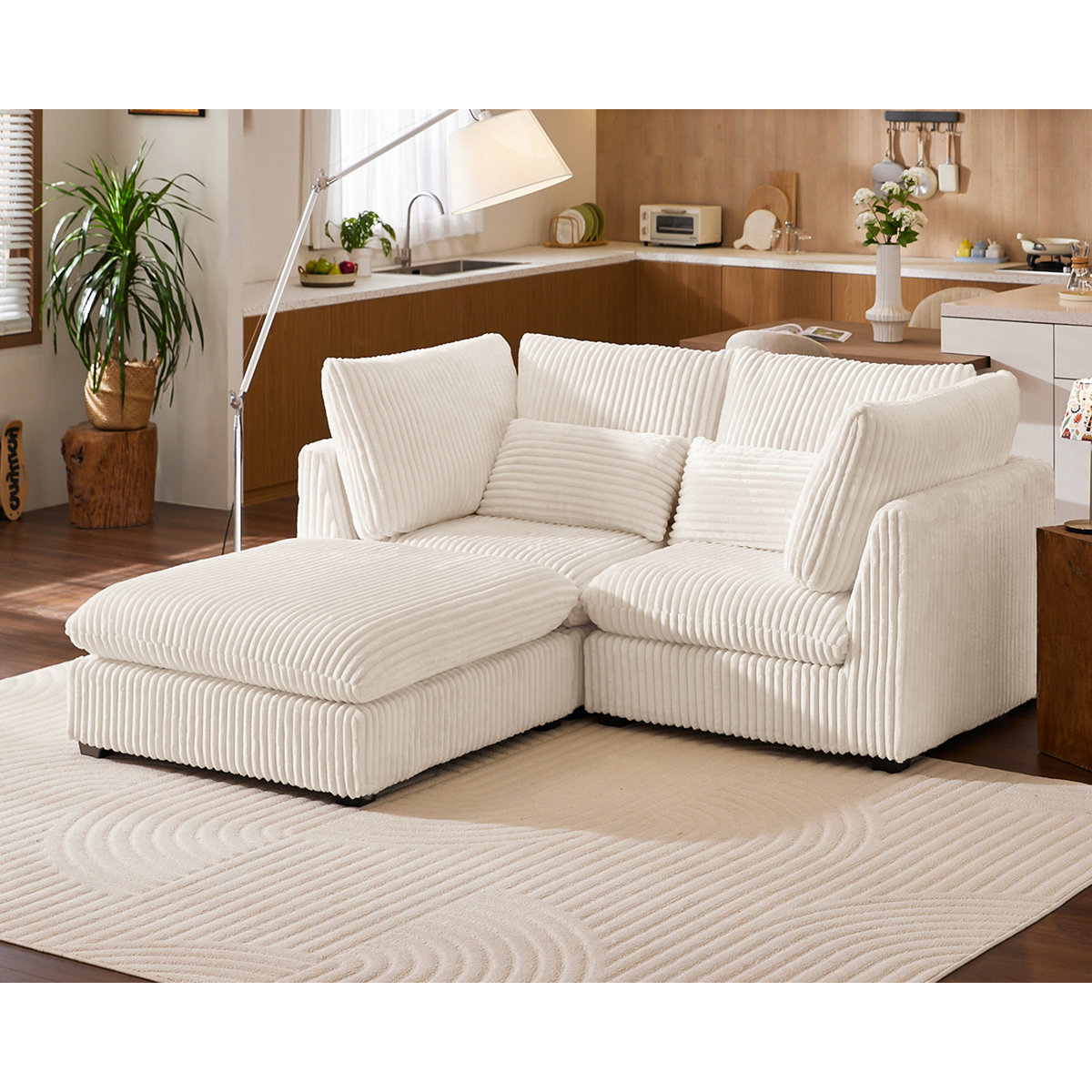 Mercer41 Oversized Modular Sofa, Extra Deep Cloud Corduroy Sectional ...