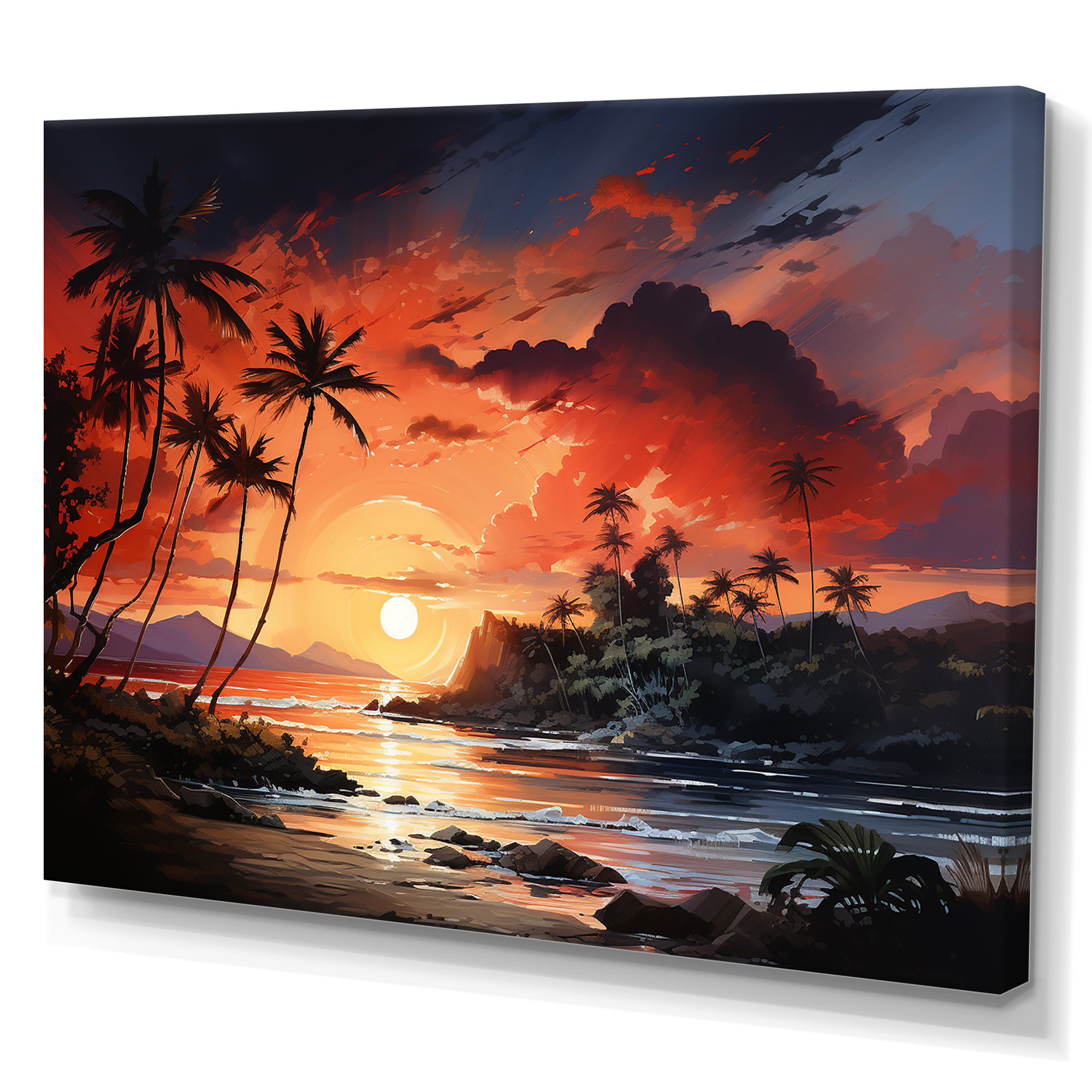 Design Art Palm Tress By The Sea At Sunset III On Canvas Print | Wayfair