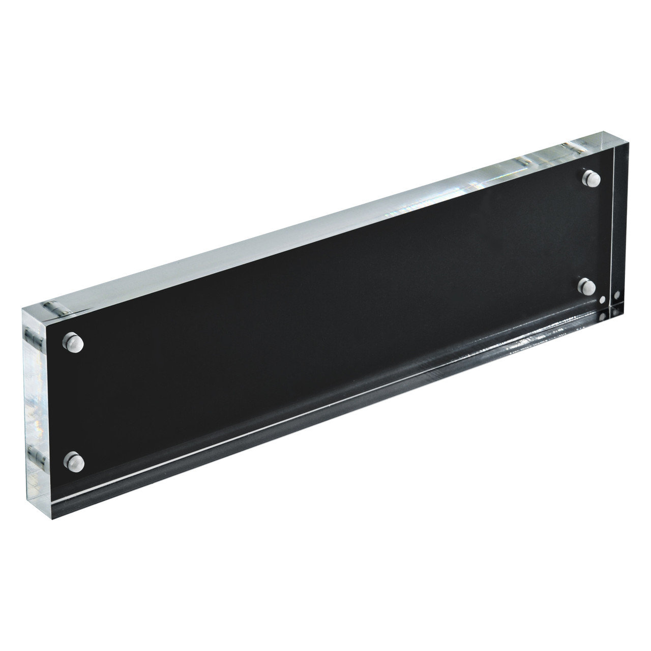 Azar Displays Black Acrylic Block with Metal Back Plate 3" X 11", 2 ...