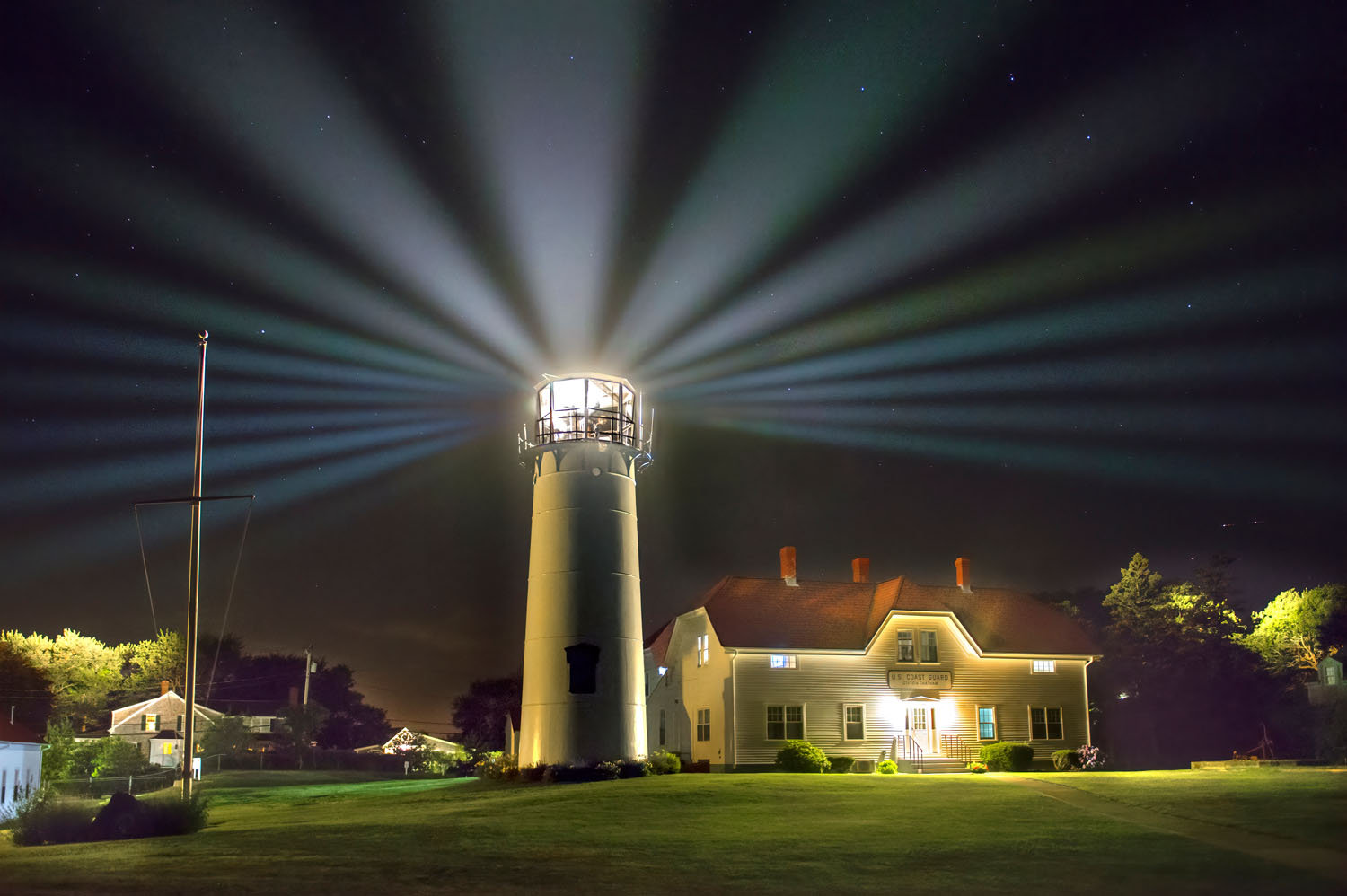 Latitude Run® Lighthouse At Night With Beacon Light Strobe by Wayne ...
