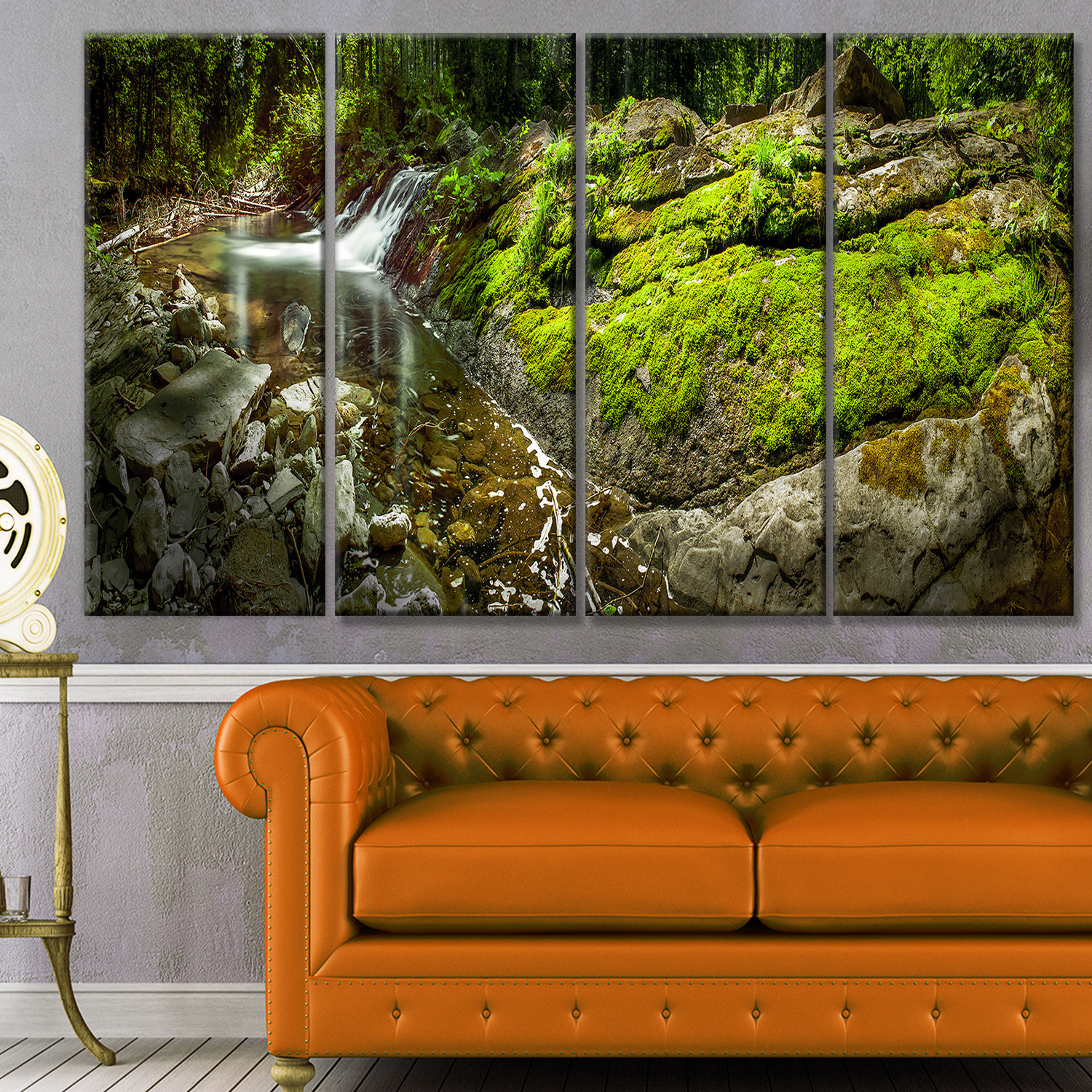 Design Art 'Creek Moss and Rocks Panorama' Photographic Print Multi ...