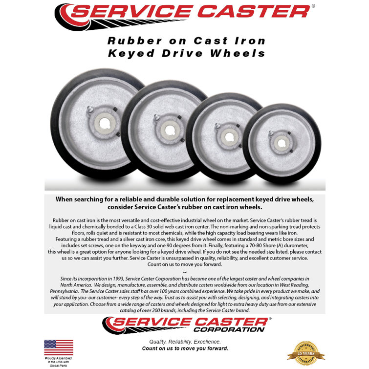 Service Caster Rubber Tread on Cast Iron Keyed Drive Wheel - Wayfair Canada