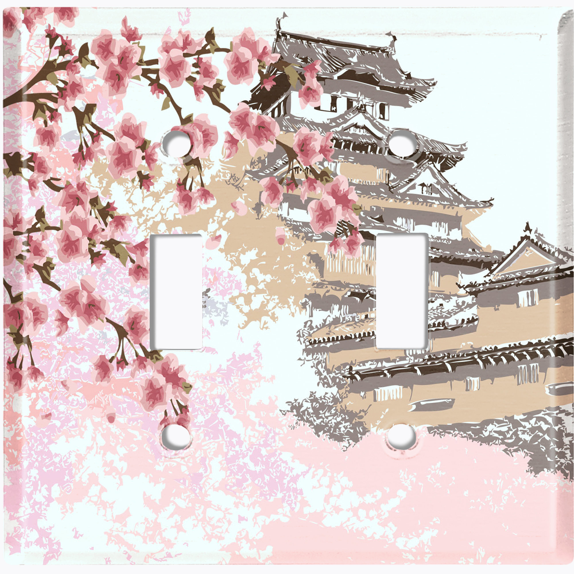 WorldAcc Metal Light Switch Plate Outlet Cover (Japanese Sakura Flower ...