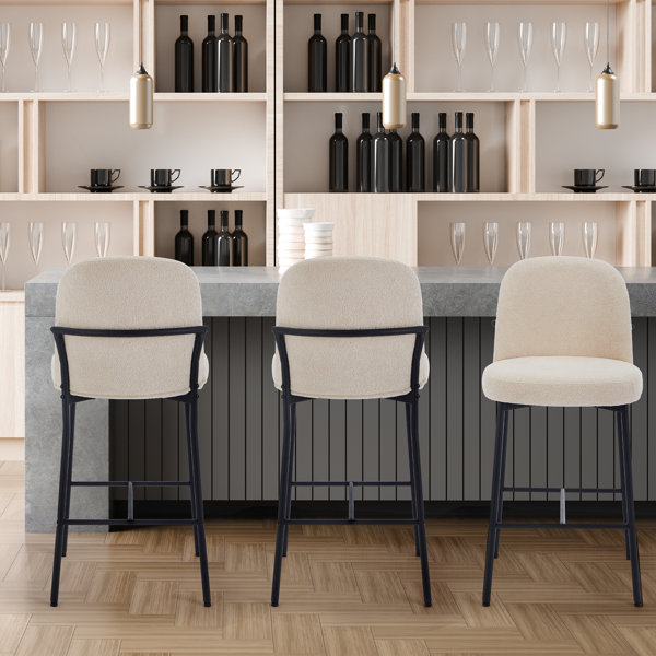 George Oliver Modern Counter Height Bar Stools Set of 4, 28 Inch Sherpa ...