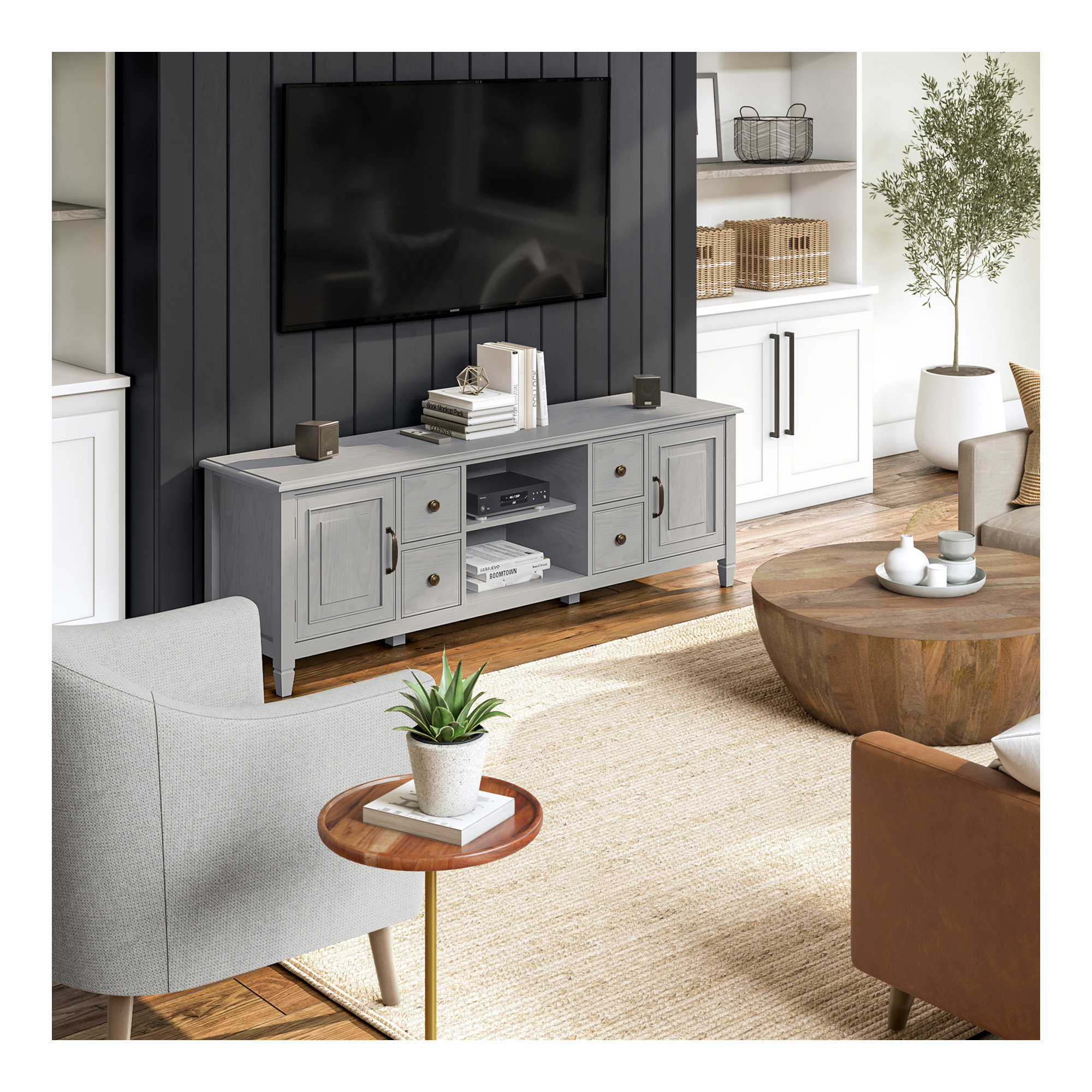 Hokku Designs Connaught - 72" Wide TV Stand - Fog Grey - Wayfair Canada