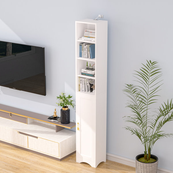 Ebern Designs Melgarejo 71" Tall Narrow Bookcase With Doors Storage ...