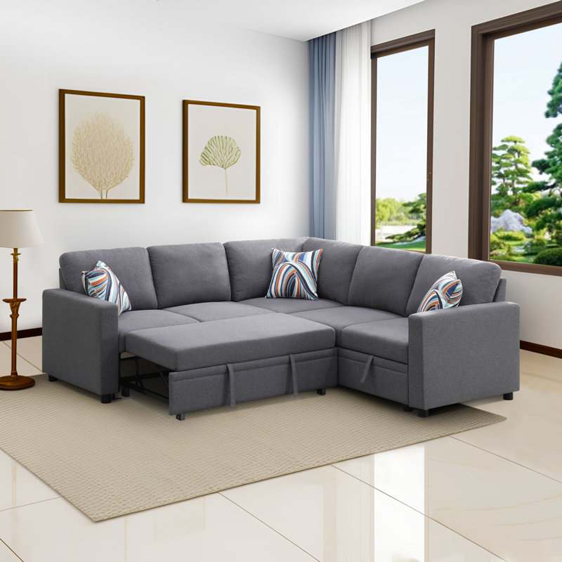 Ebern Designs 83" Wide Extendable Sectional Sofa Bed | Wayfair