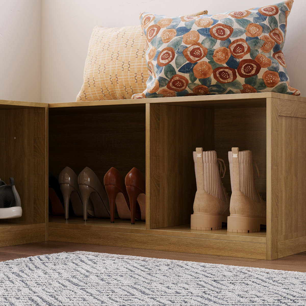 Latitude Run® Corner Shoe Storage Bench | Wayfair