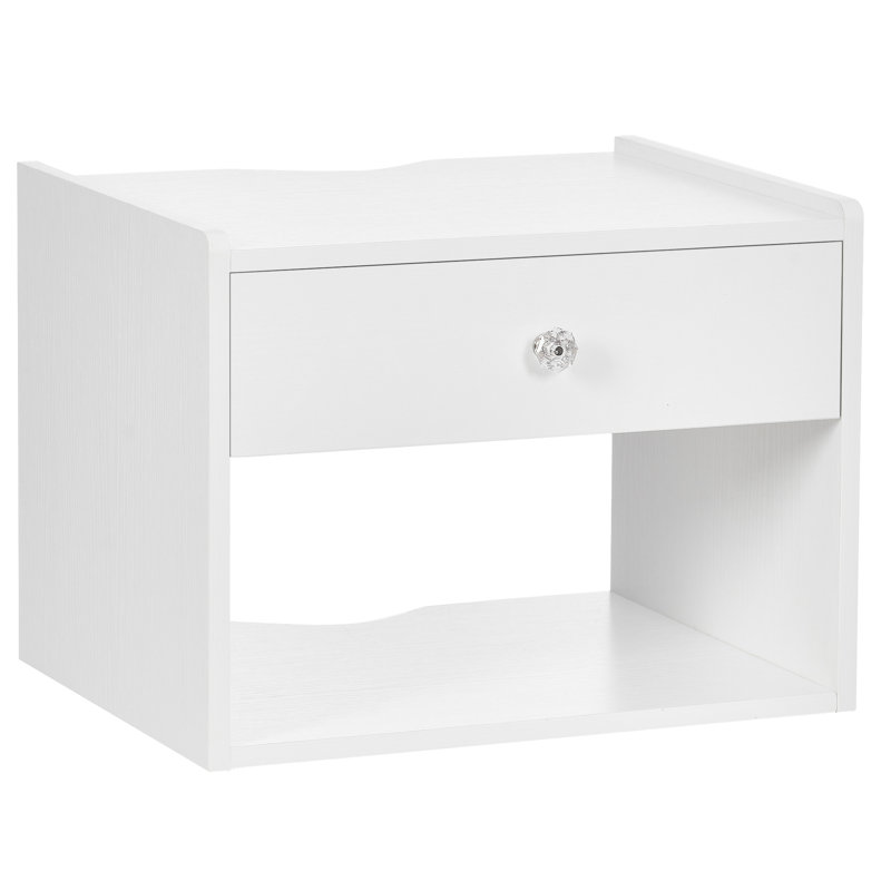 Ebern Designs 2-Tier White Nightstand Floating Bedside Table Annagreth ...