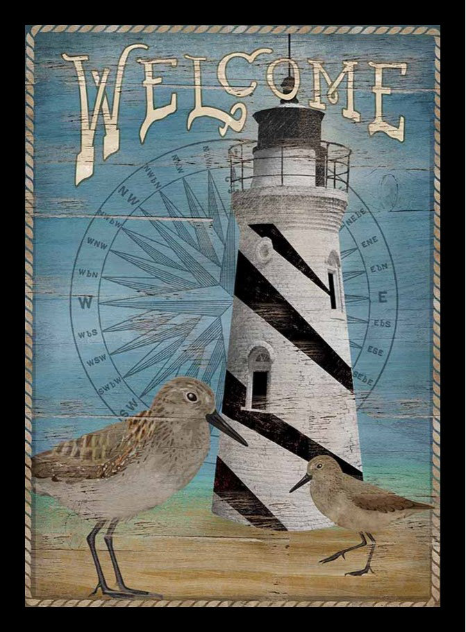 Buy Art For Less 'Welcome Lighthouse' by Beth Albert Framed Graphic Art ...