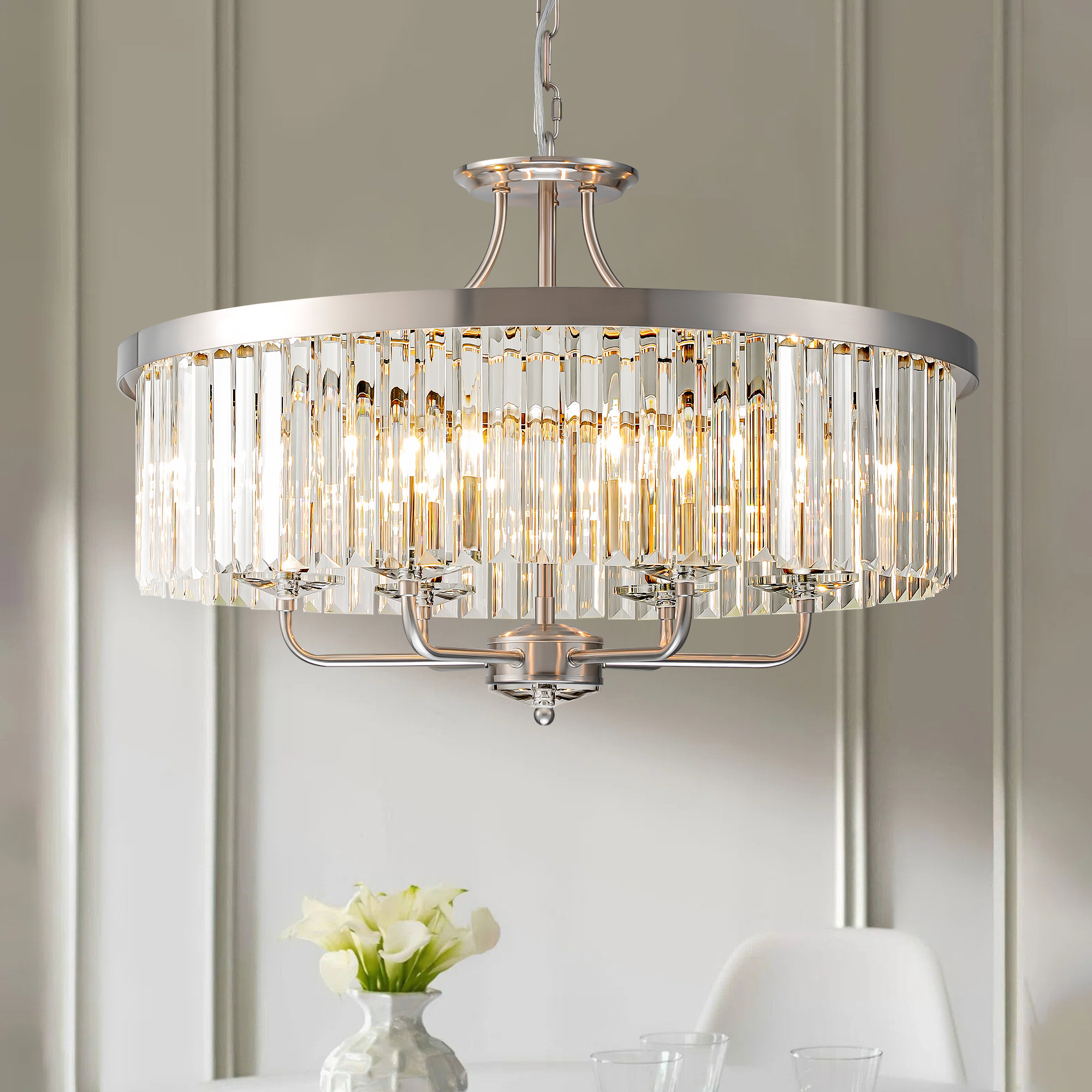 Willa Arlo™ Interiors Elonso 6 - Light Dimmable Crystal Drum Sphere ...