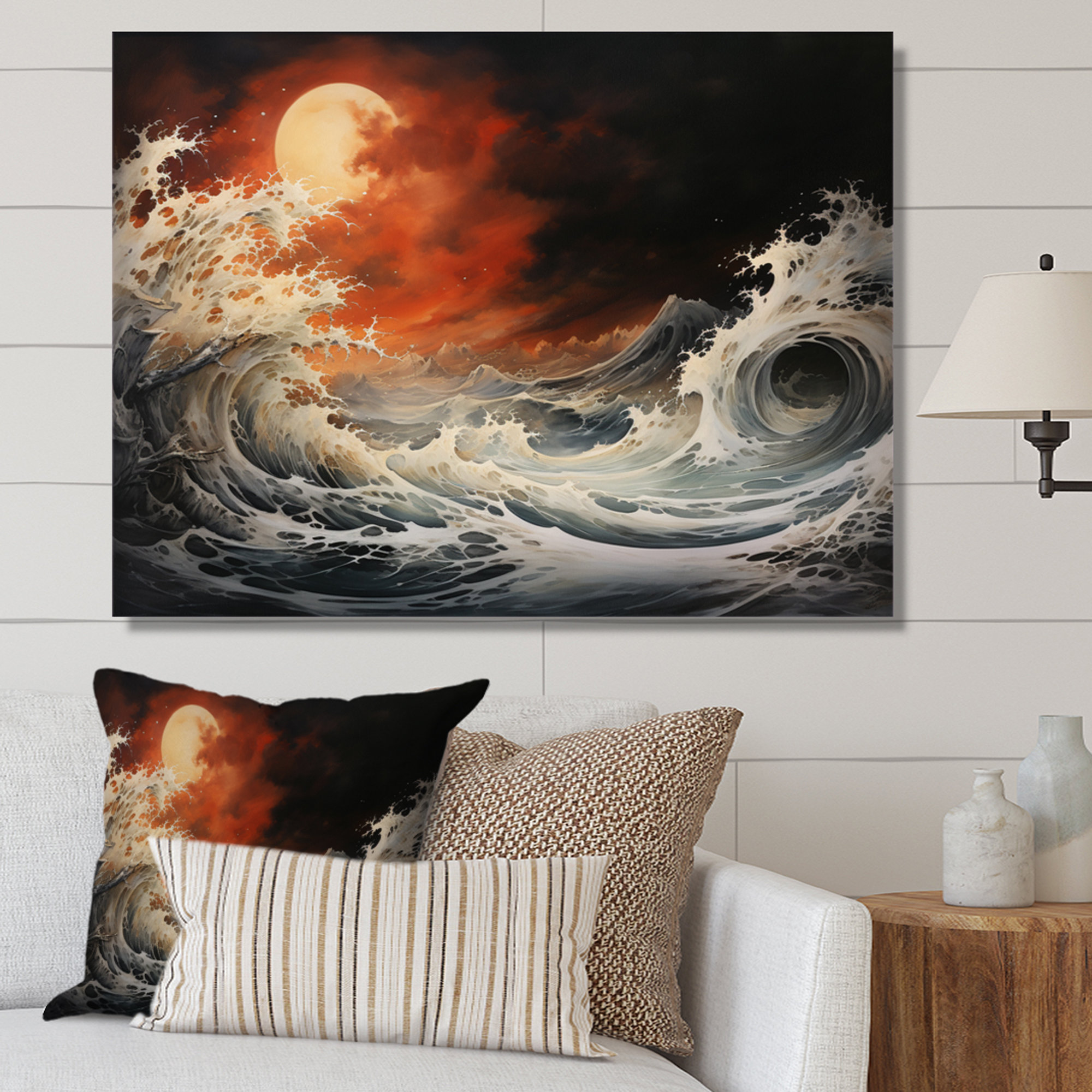 Highland Dunes Janess Orange Raging Elements Storm On Canvas Print ...