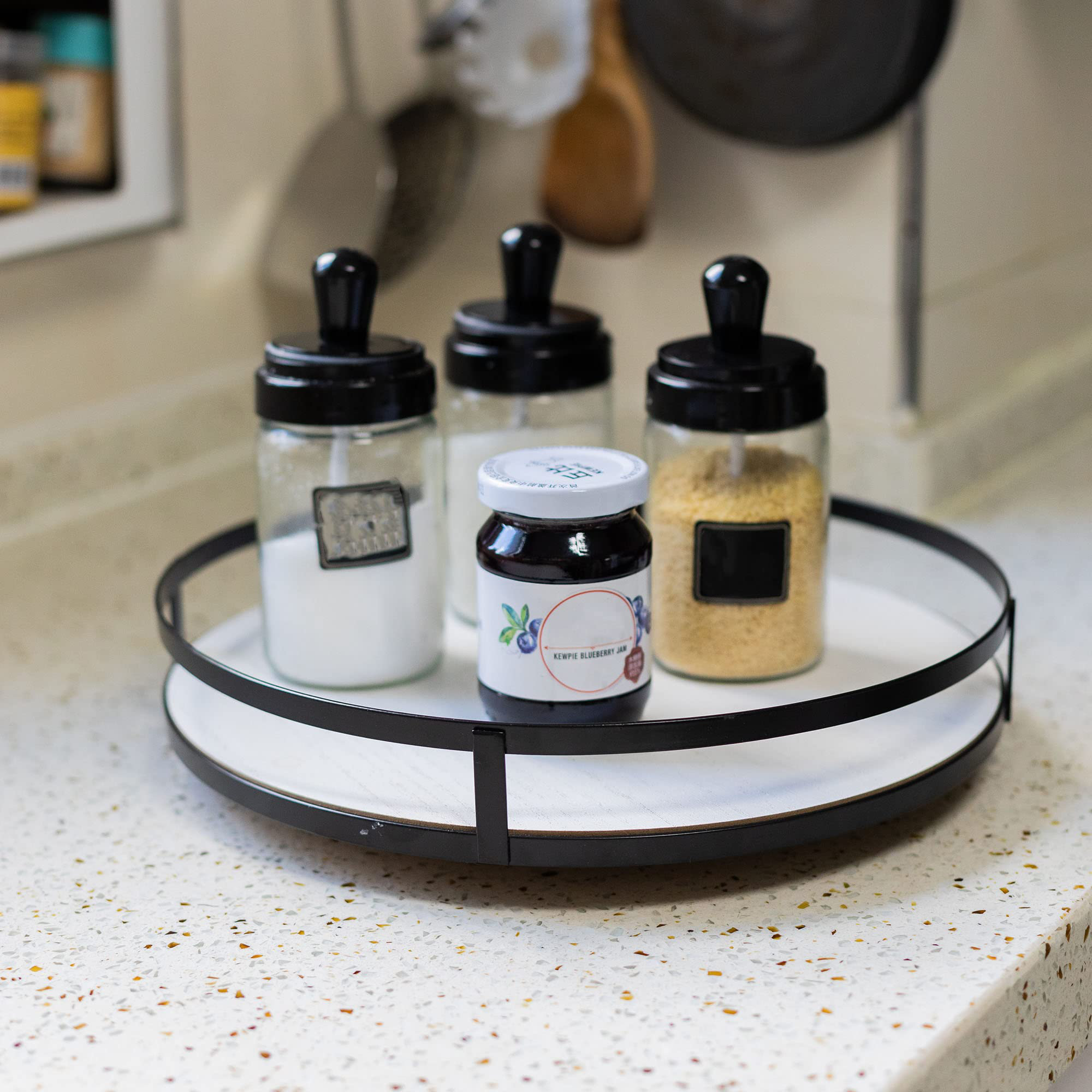 Ebern Designs Neyha 12" Wooden Lazy Susan Organizer Display Stand | Wayfair