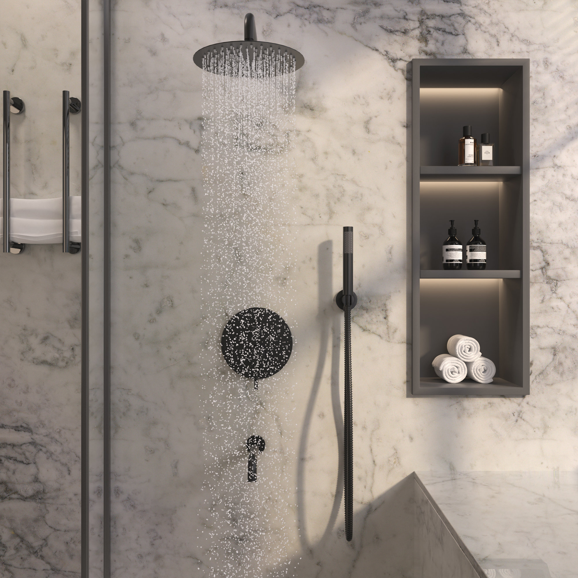 mondawe Calder Dual Function Complete Shower System with Rough in-Valve ...