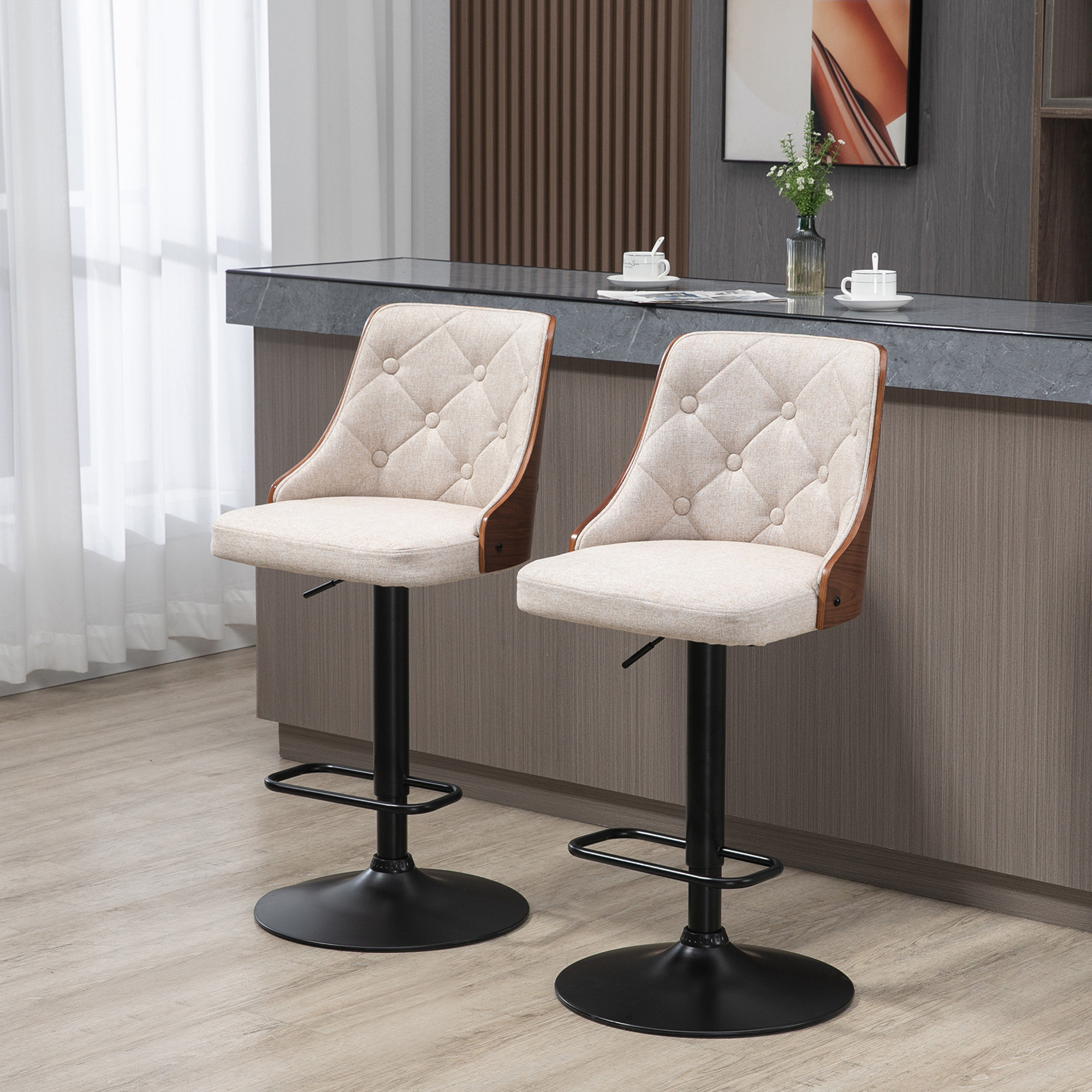 Latitude Run® Counter Height Bar Stools Set Of 2, Height Adjustable ...