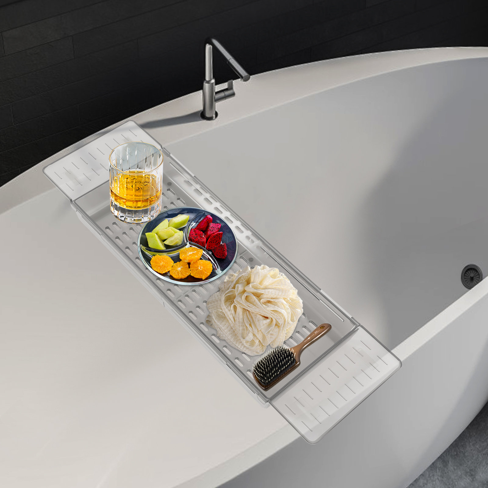 Rebrilliant Bath Tub Tray Bath Tub Table Shelf For Shower Retractable ...