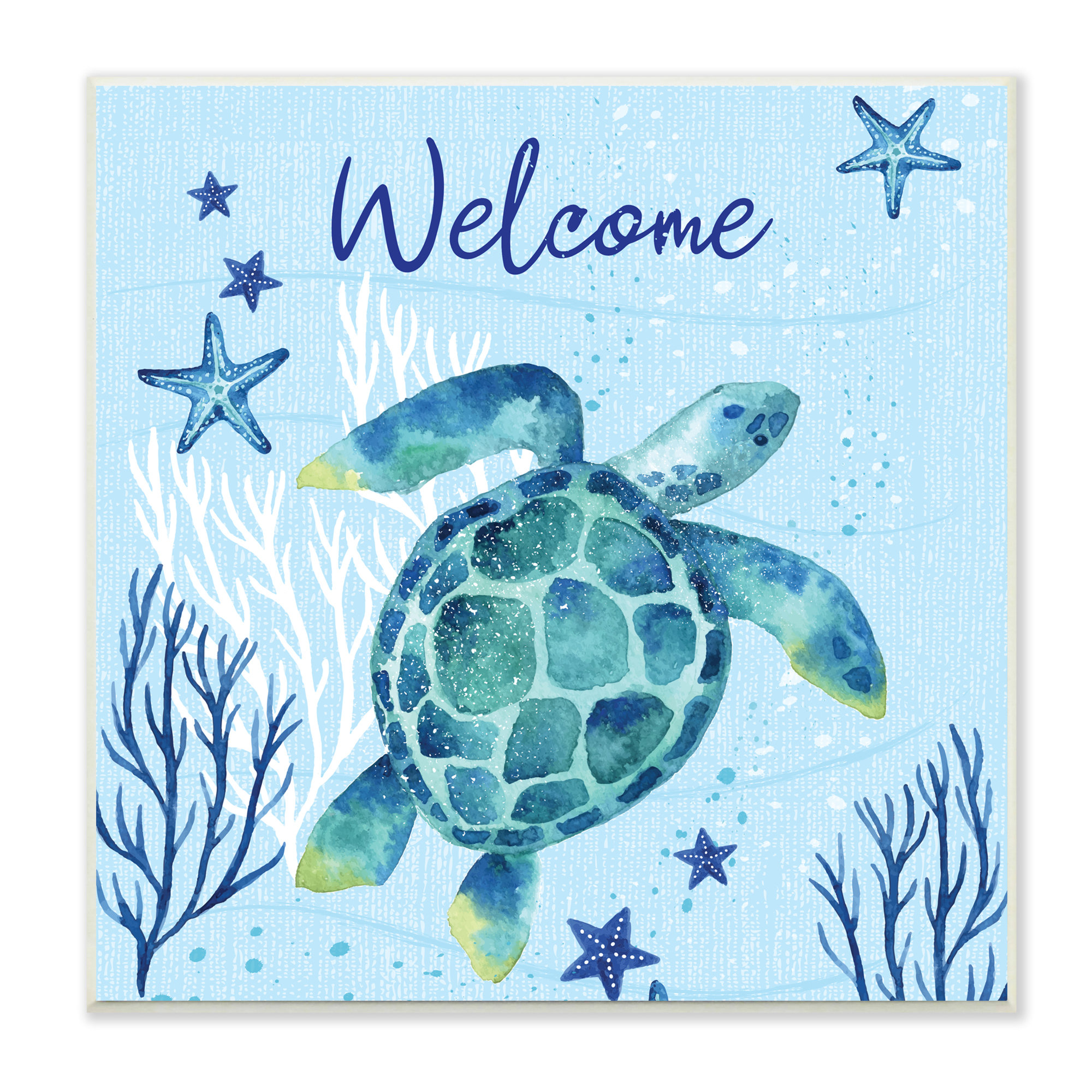 Stupell Industries «Welcome sign», tortue de mer nageant sur la mer ...