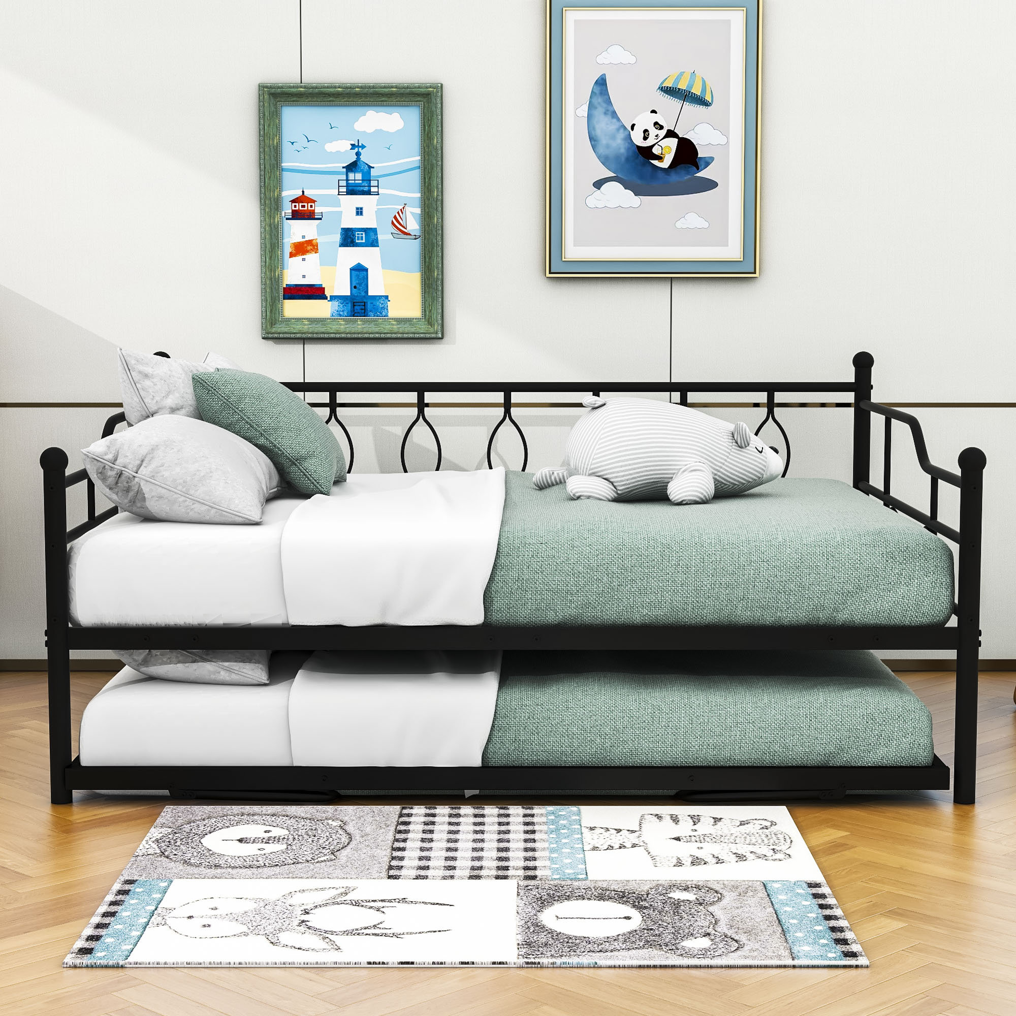 Gracie Oaks Gaskell Full Size Metal Daybed with Trundle & Reviews ...