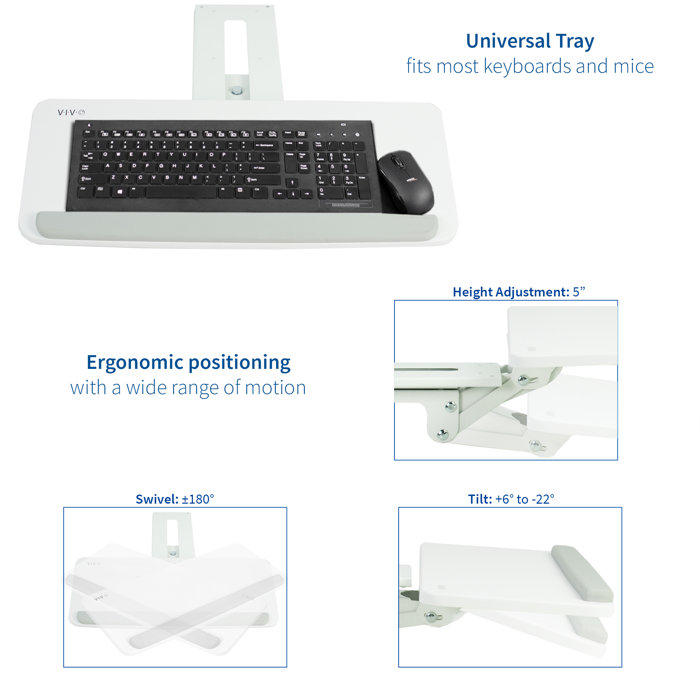 VIvo White Under Desk Keyboard Tray & Reviews | Wayfair
