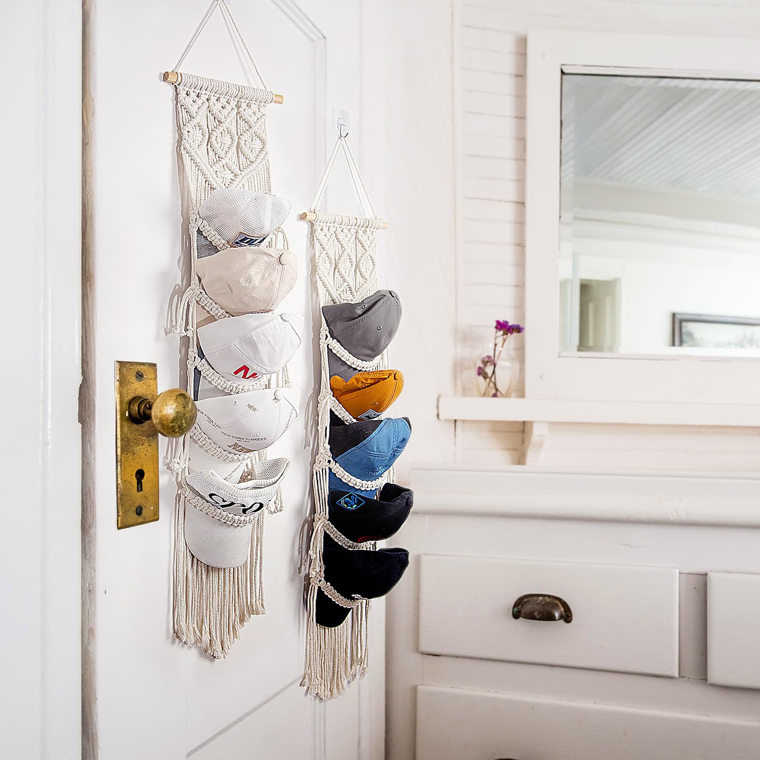 Dakota Fields Ball Cap Hanger,2 Pack, Boho Macrame Cap Holder Wall Hat ...
