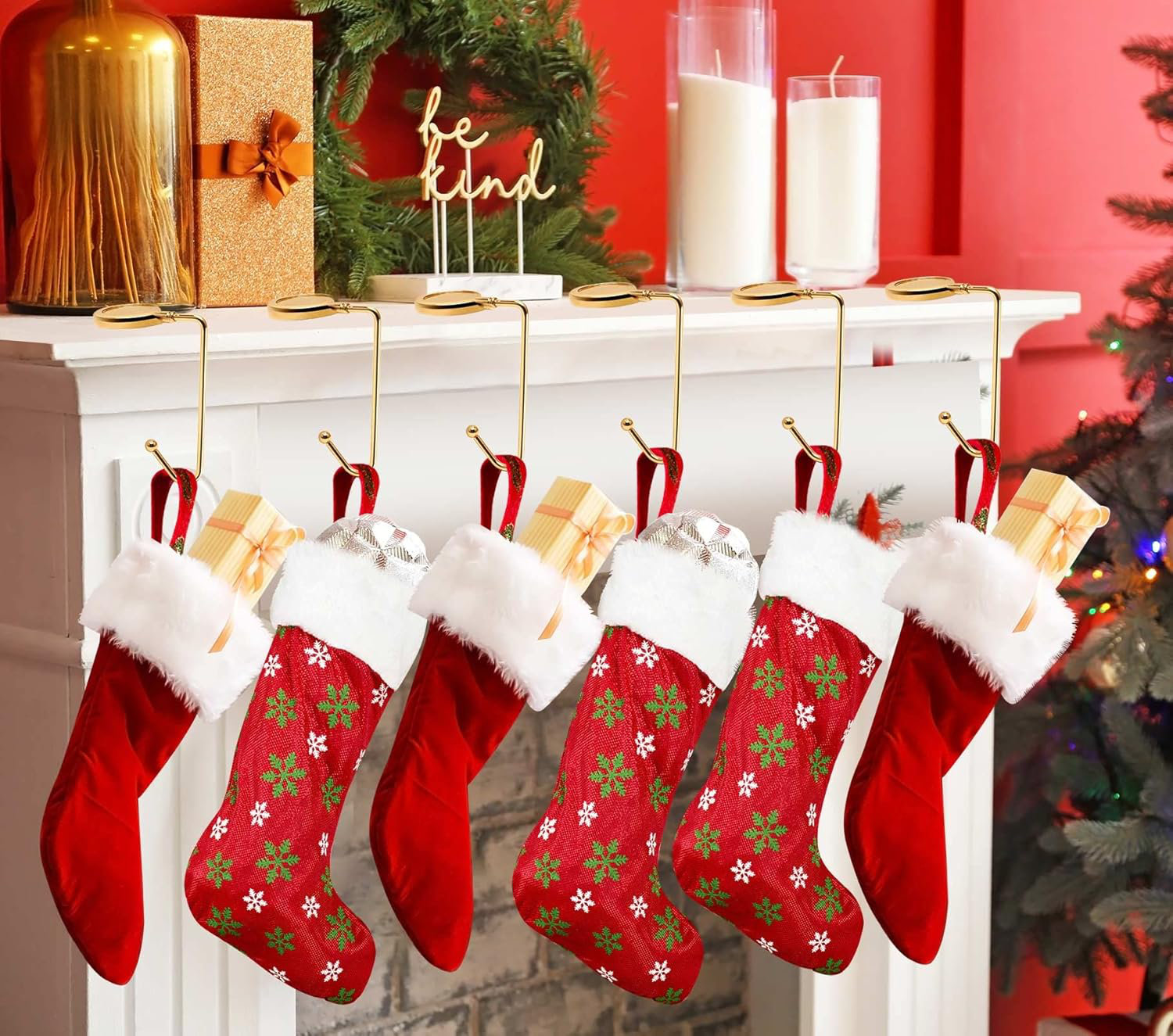 The Holiday Aisle® Christmas Stocking Holders For Mantle Set Of 6,Non ...