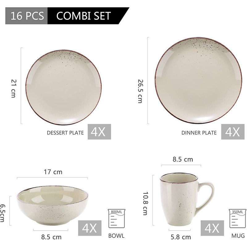 Union Rustic Aagman Stoneware Dinnerware Set - Service for 4 & Reviews ...