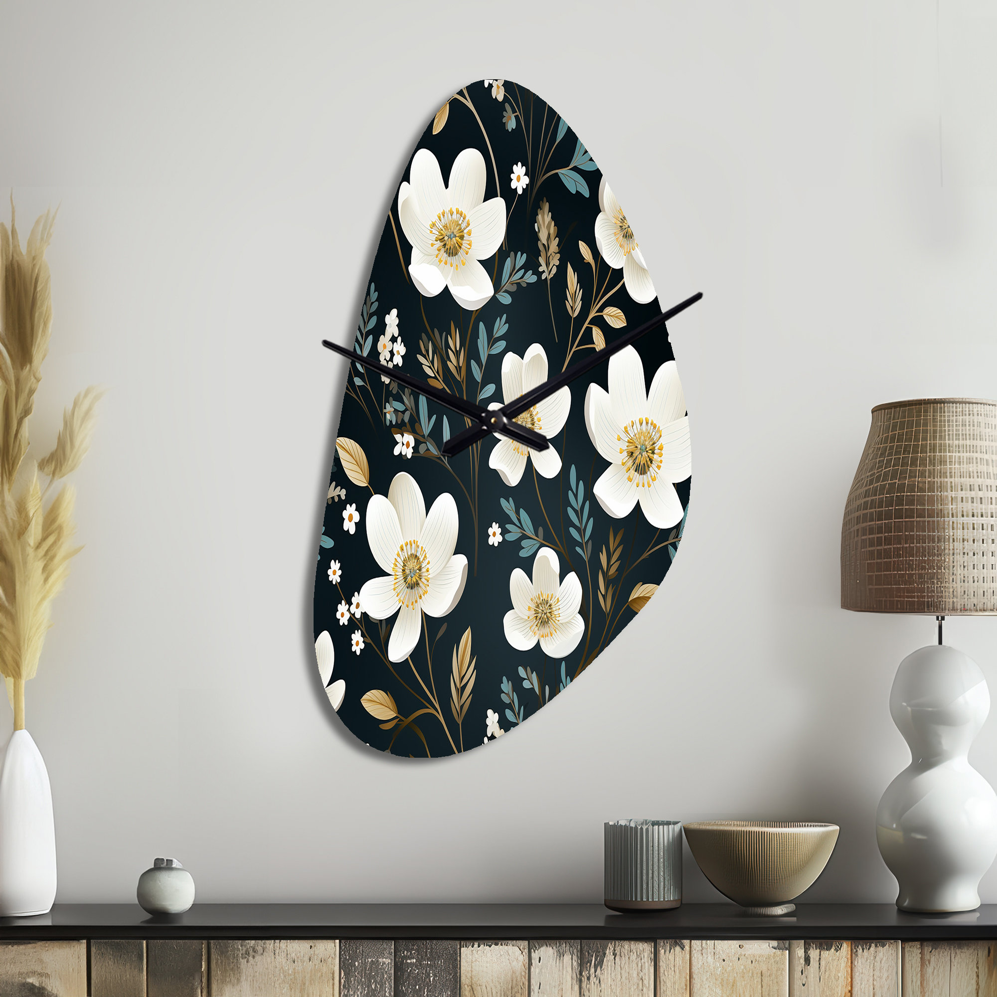 Design Art Mystic White And Teal Splendor Gardens - Fall Shape White ...